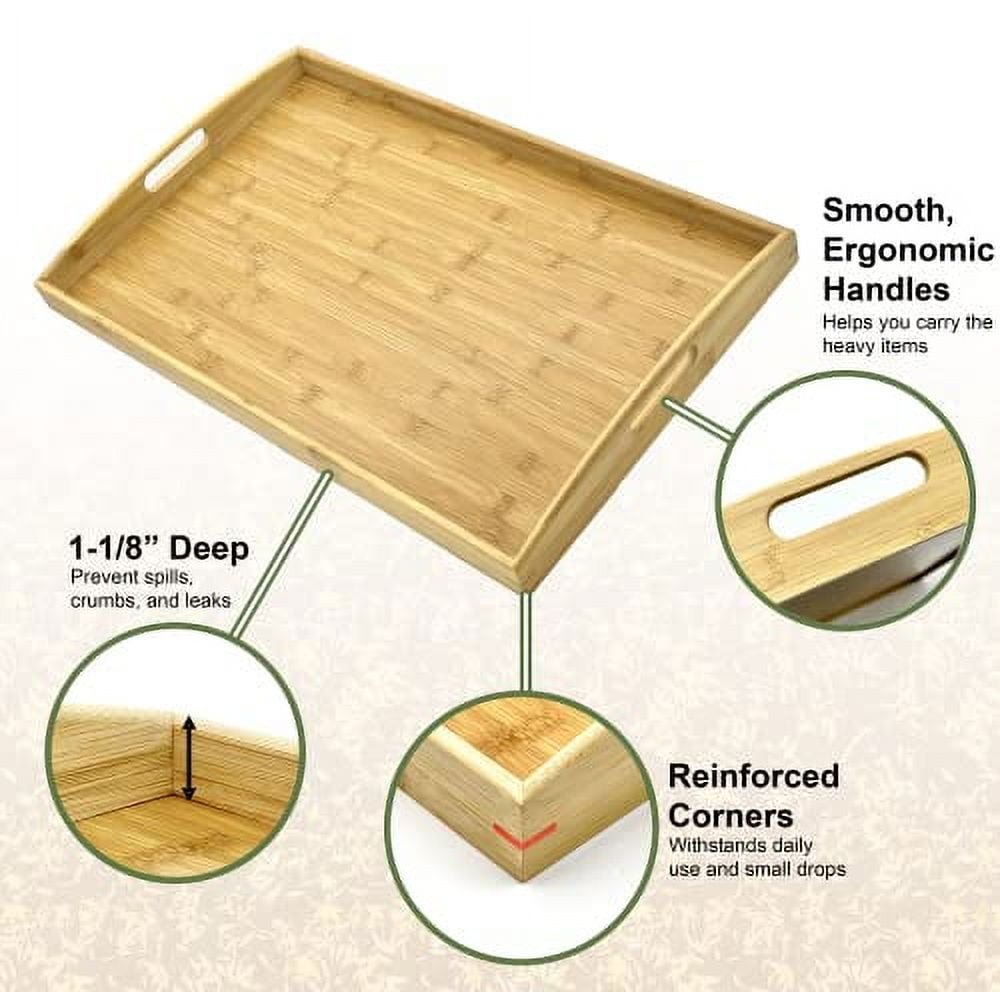 Bam & Boo - Natural Bamboo Serving Tray Extra Large Rectangular with ...