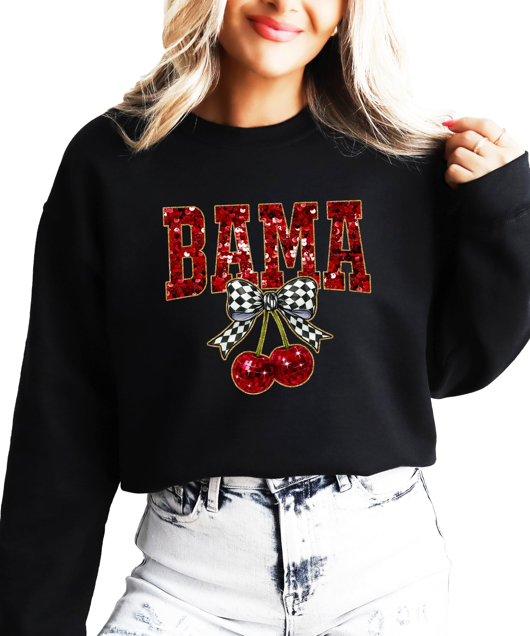 Bama Red Ink-Printed Sequins Sweatshirt for Women & Teens Alabama Fall ...