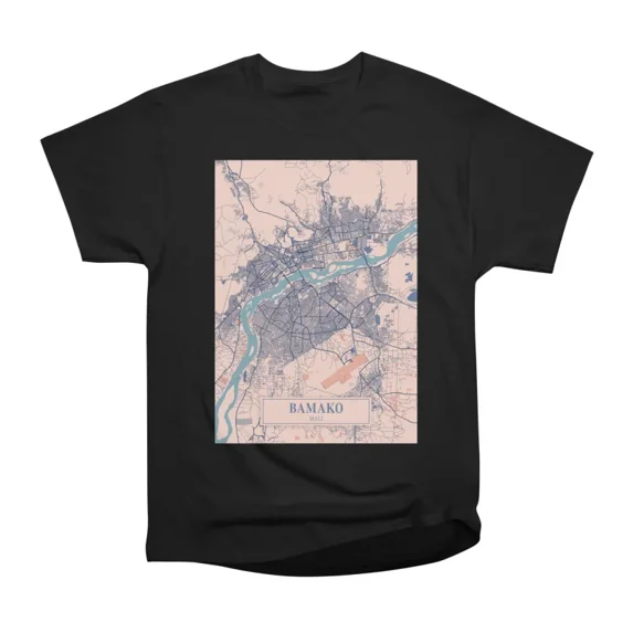 Bamako Mali Breezy City Map T-Shirt Tee Gift For Him Merch For Her ...