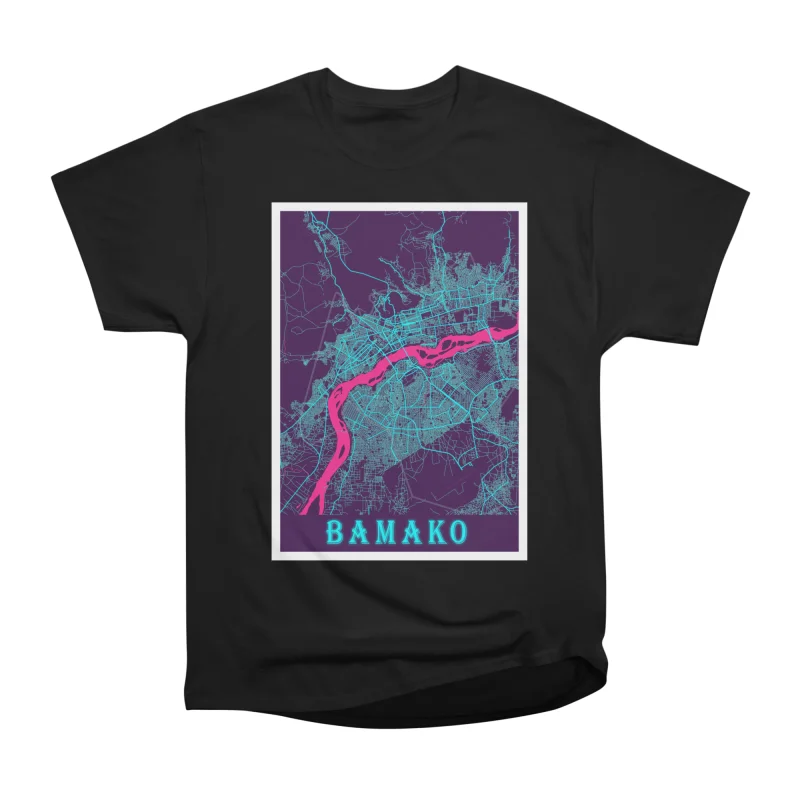Bamako Mali Neon City Map T-Shirt Tee Gift For Him Merch For Her ...