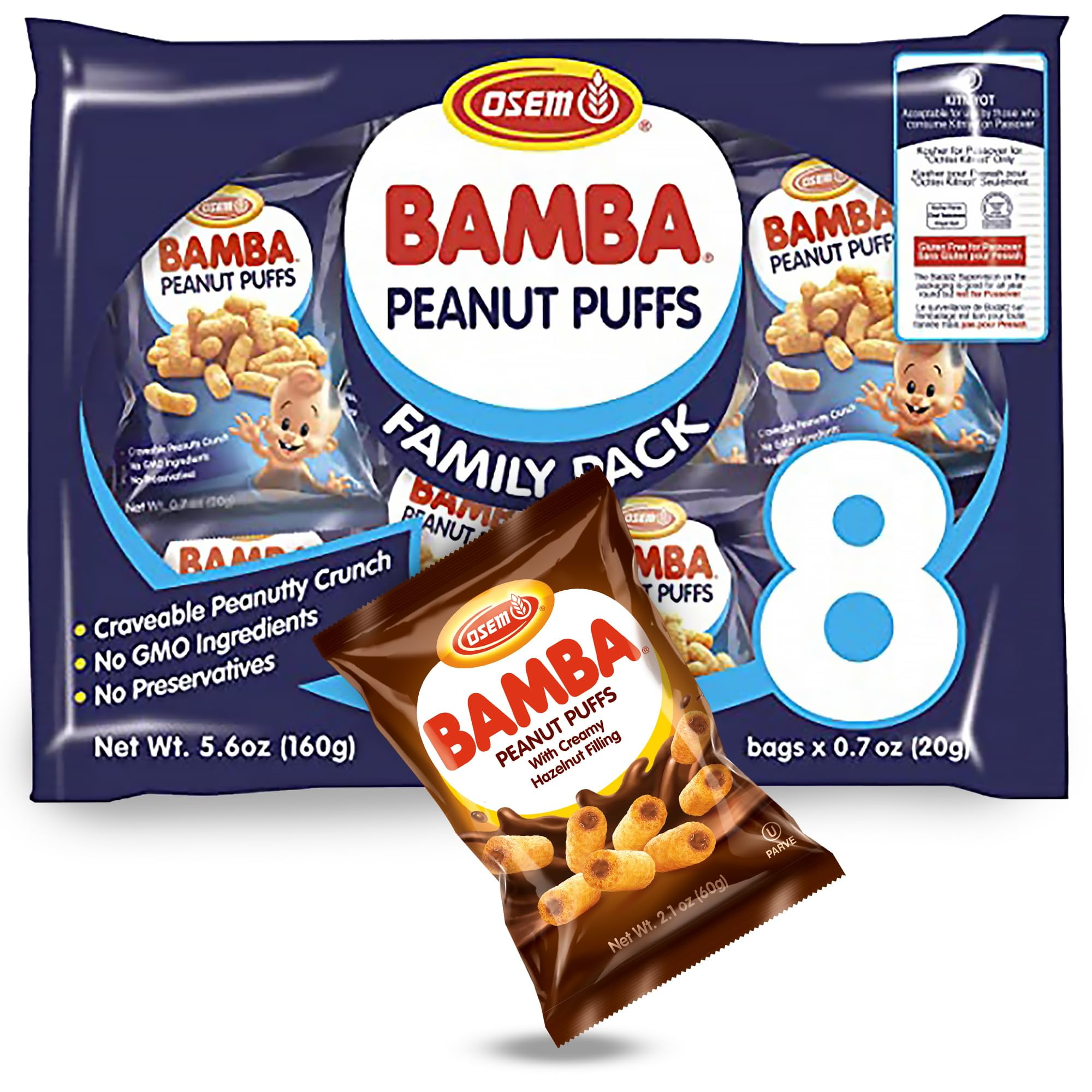 Bamba Peanut Butter Puffs (Original and Hazelnut Bundle) All Natural ...