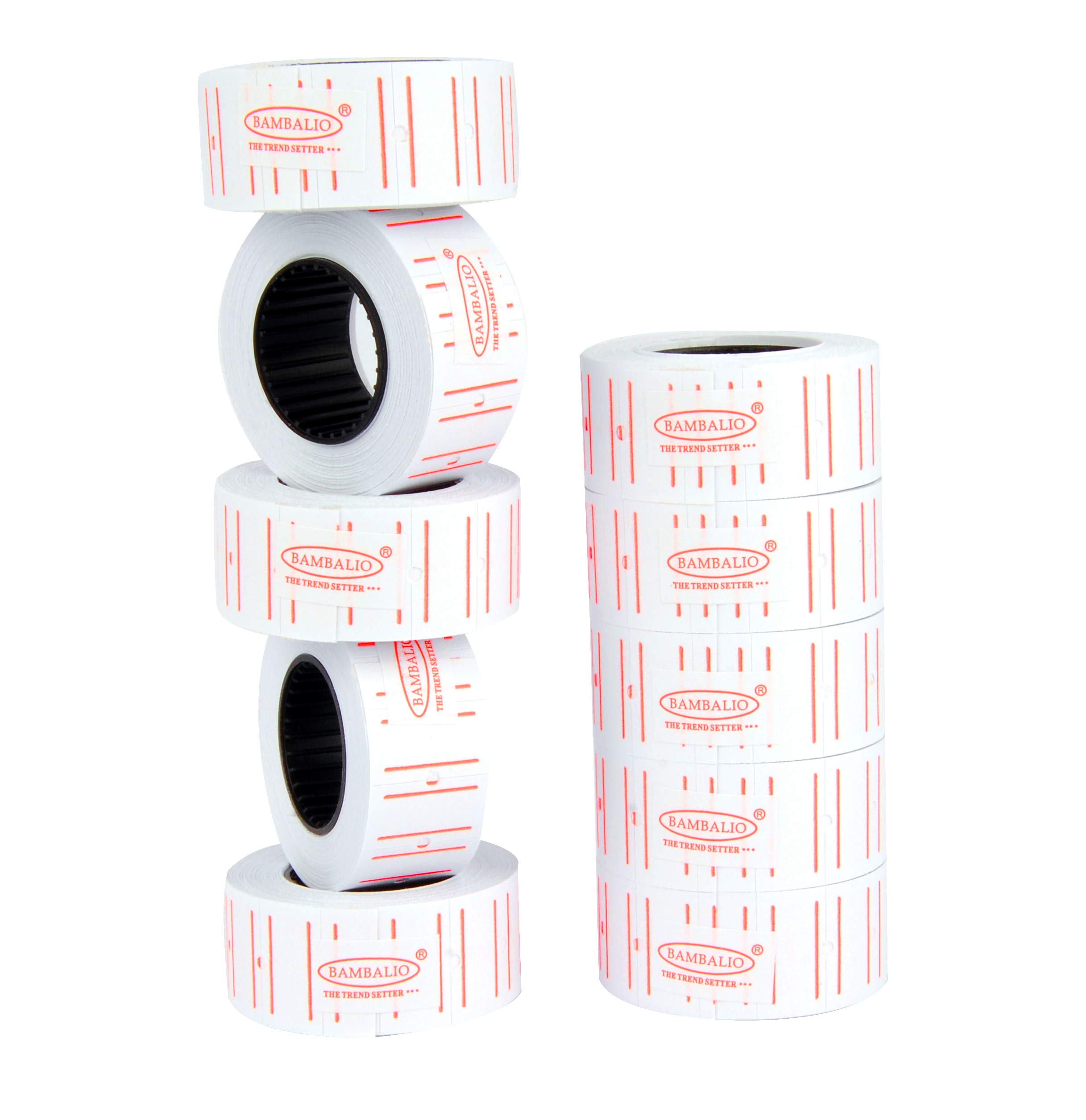 Bambalio White Colour Label Rolls With Two Red Lines Border 10 Label ...