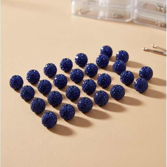 Bambang 100 Pcs Navy Blue Round Clay Rhinestone Disco Ball Beads for ...