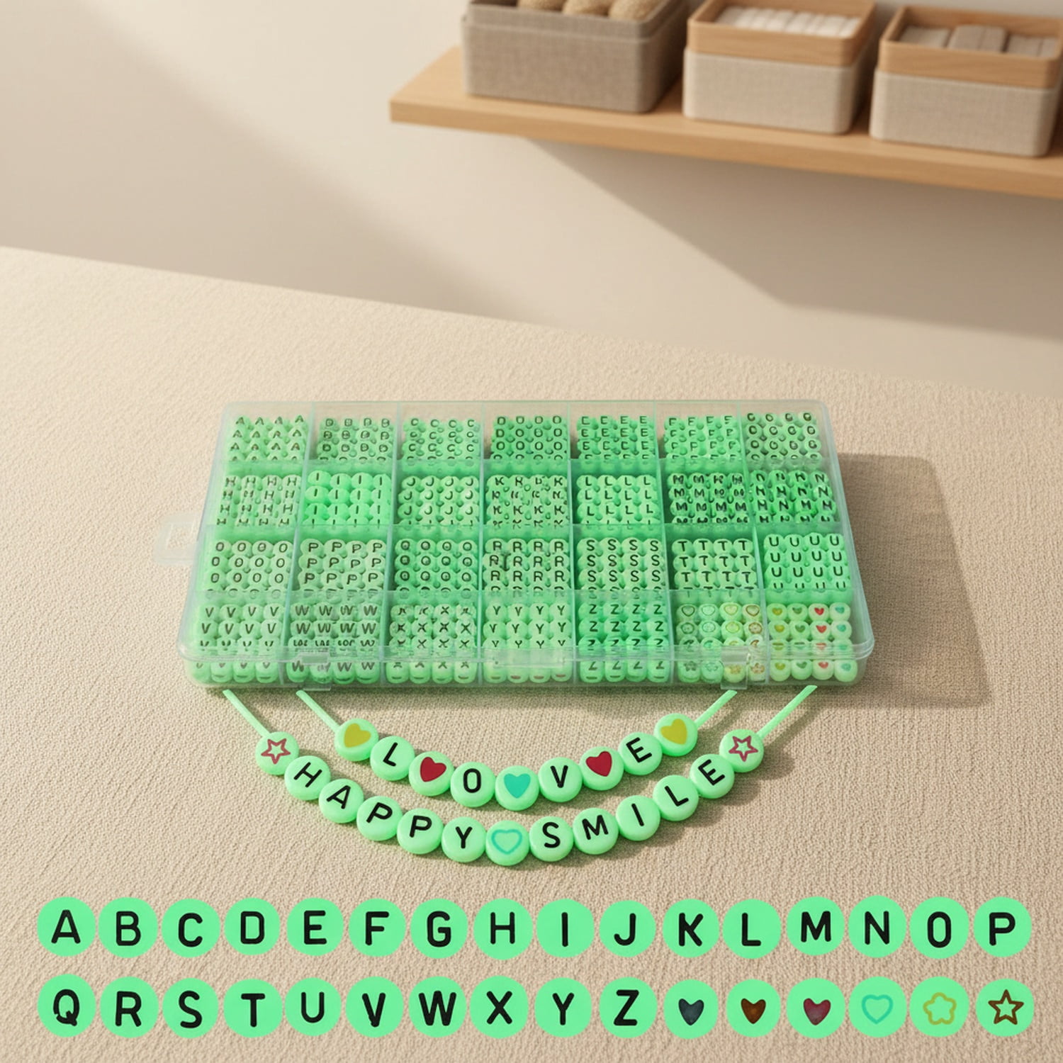 Bambang 1400 Count Glow in The Dark Acrylic Letter Beads, Jewelry ...