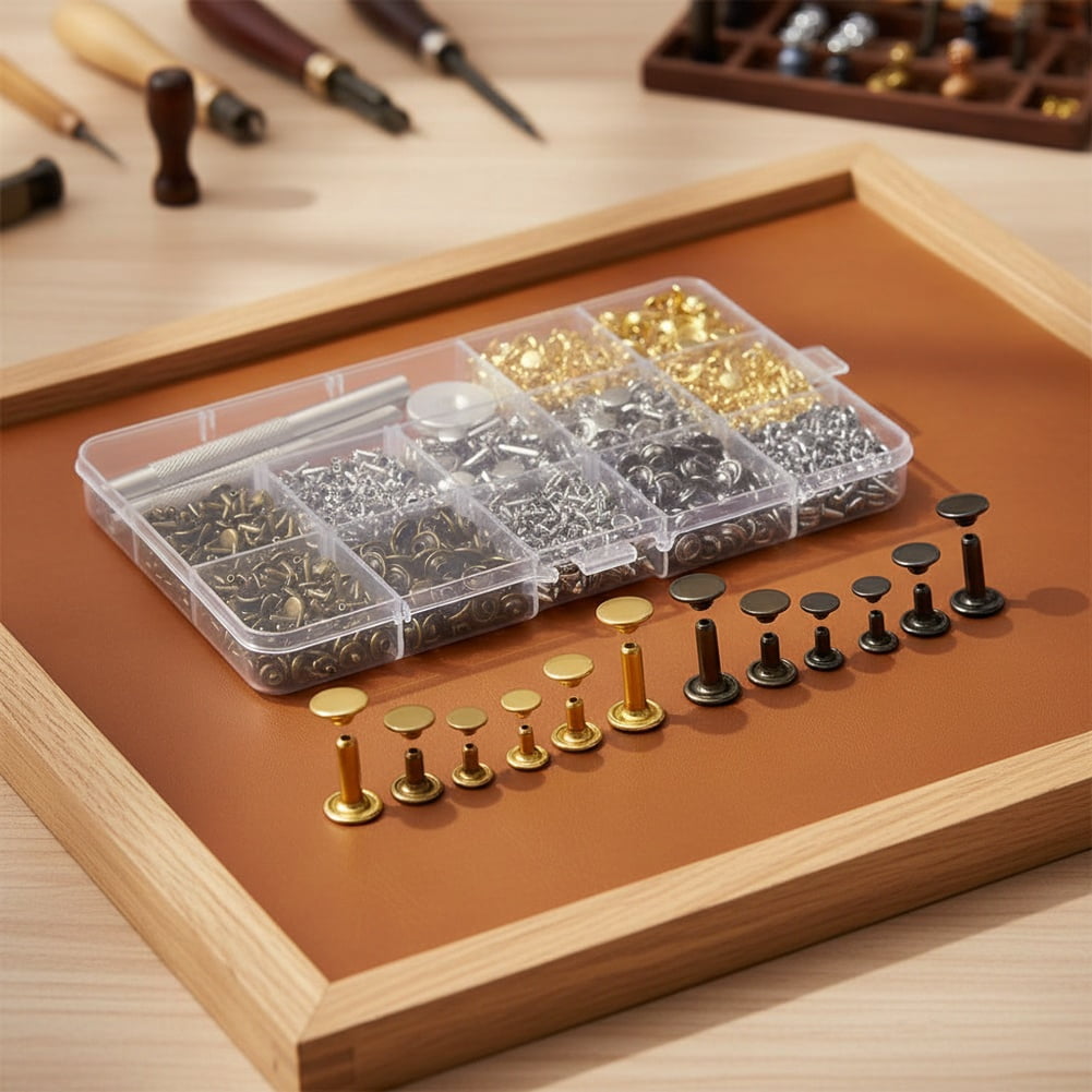 Bambang 480 Sets Small Double Cap Leather Rivet Kit with Setting Tools ...