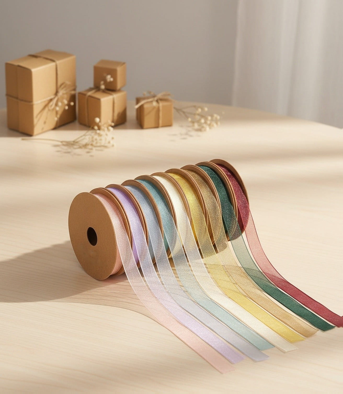 Bambang 9 Roll Organza Ribbon Set, Sheer Polyester Craft Ribbon for ...