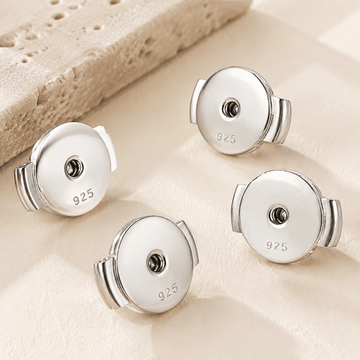 Bambang Locking Earring Backs for Notched Stud Posts, 14K White Gold ...