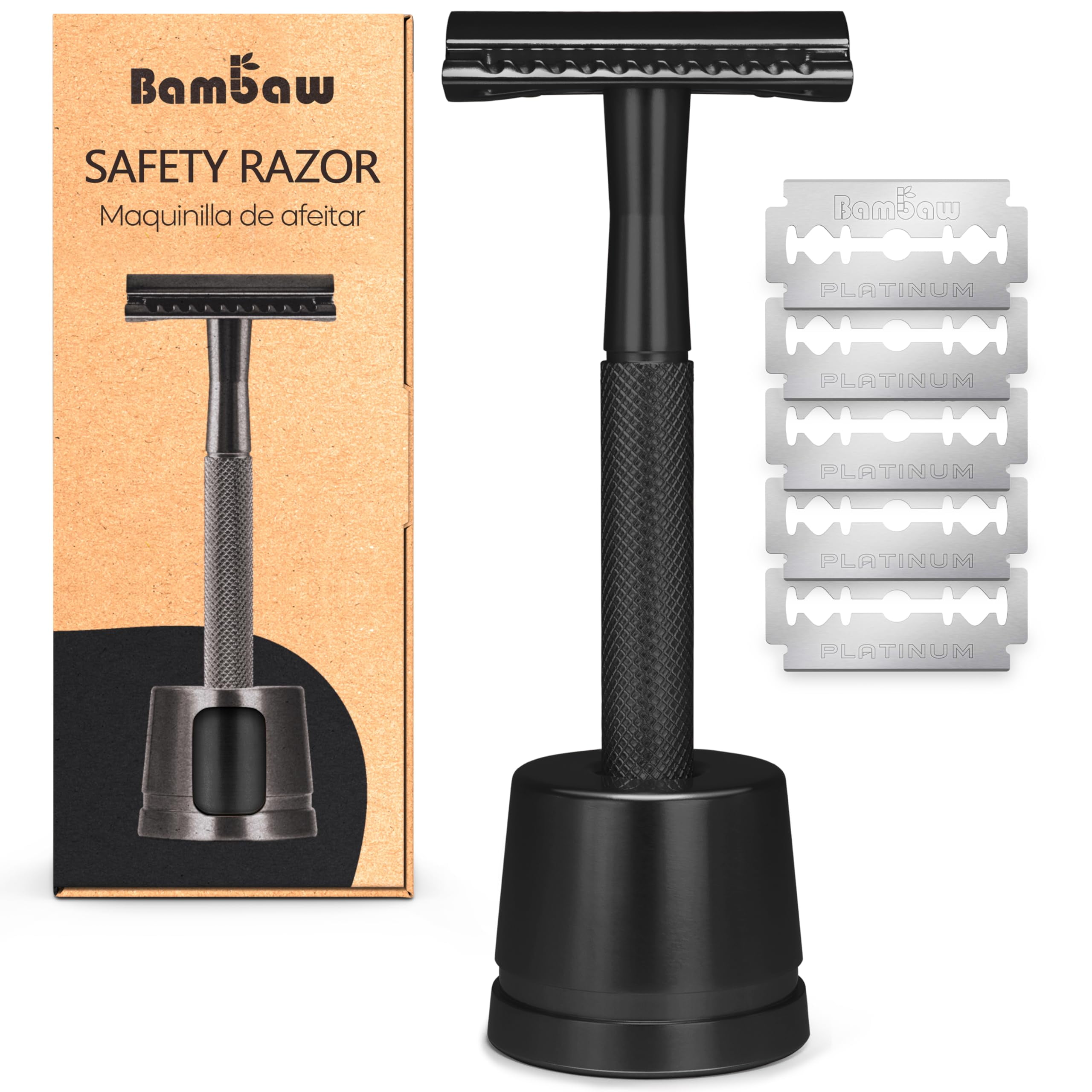 Bambaw Double Edge Safety Razor with 5 Safety Razor Blades, Single ...