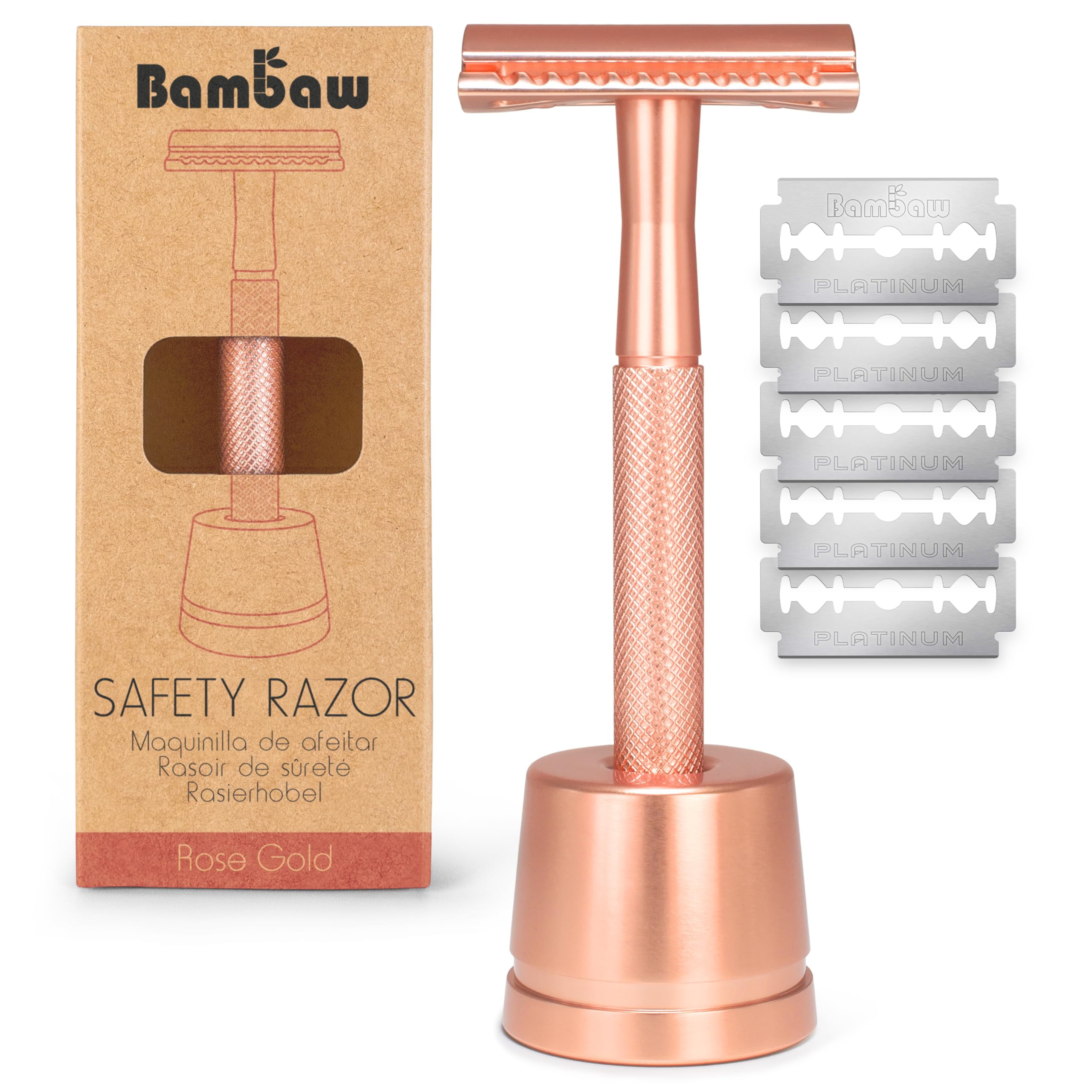Bambaw Double Edge Safety Razor with Stand, Women Razor with 5 Double ...