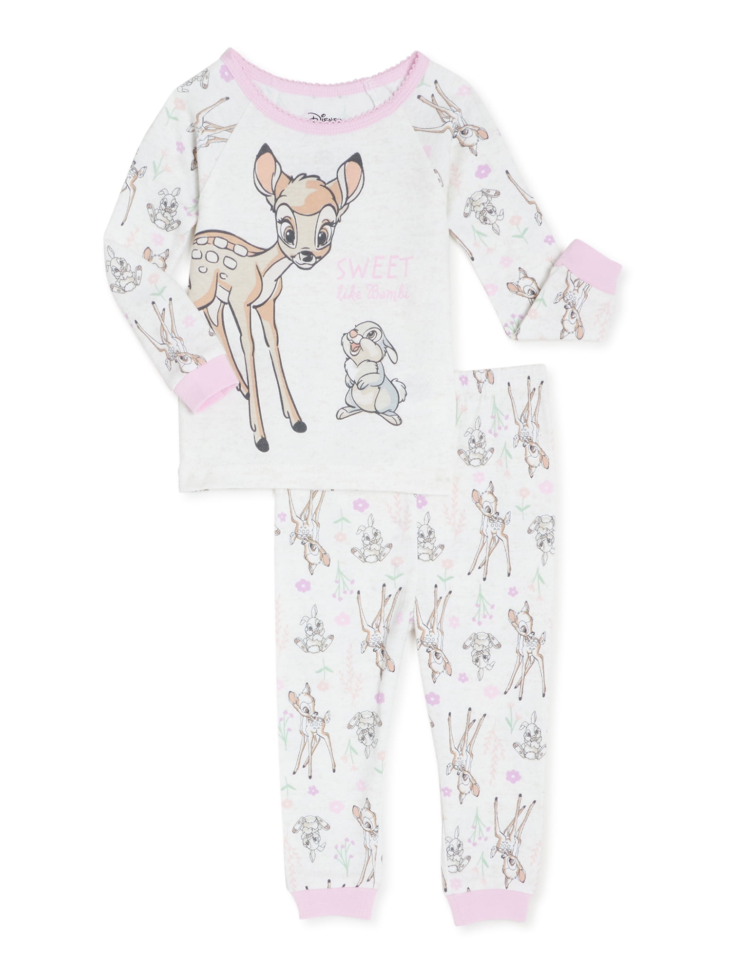 Disney Bambi Girls Cotton Sleepwear - 100% Cotton Pajama Set - Walmart.com