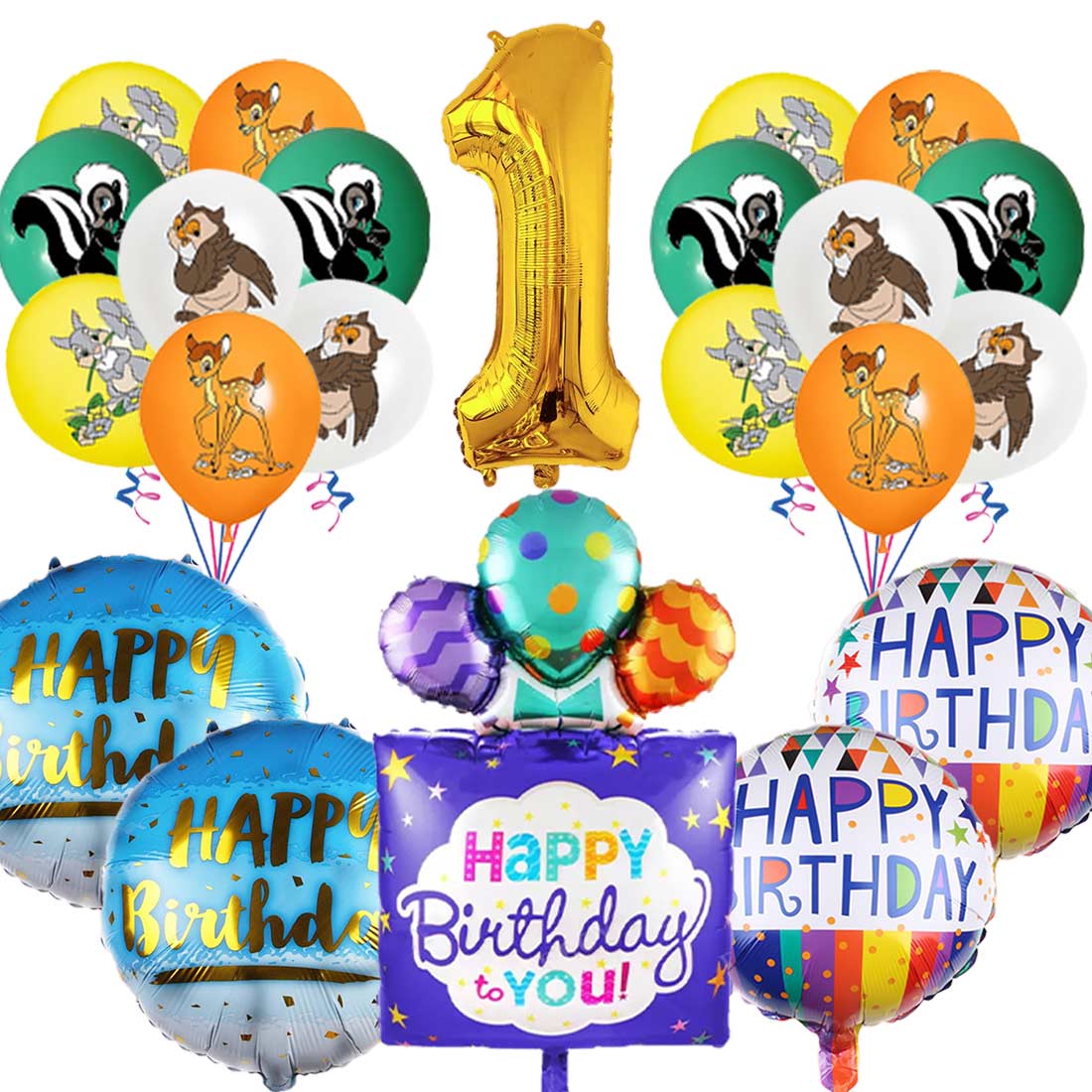 Bambi Balloons Party Supplies 1st Big Number Decorations Decor Kit ...
