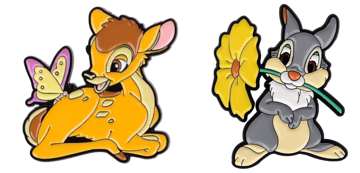 Bambi and Thumper Cartoon Characters 1 inch Tall Metal Enamel Pin Set ...