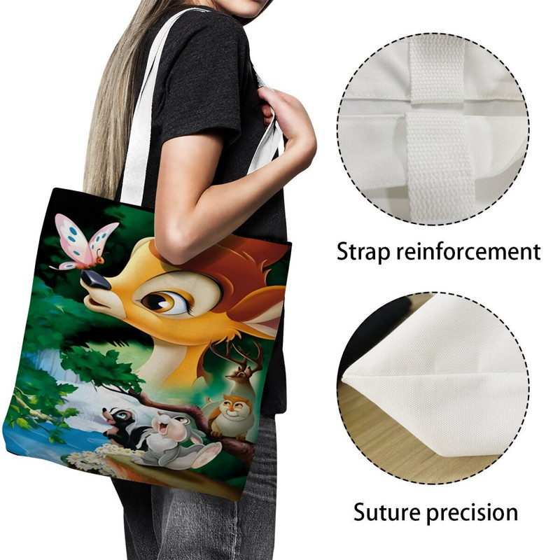 Bambi canvas Tote Bag for Women Aesthetic Cute Cat Shopping Grocery ...