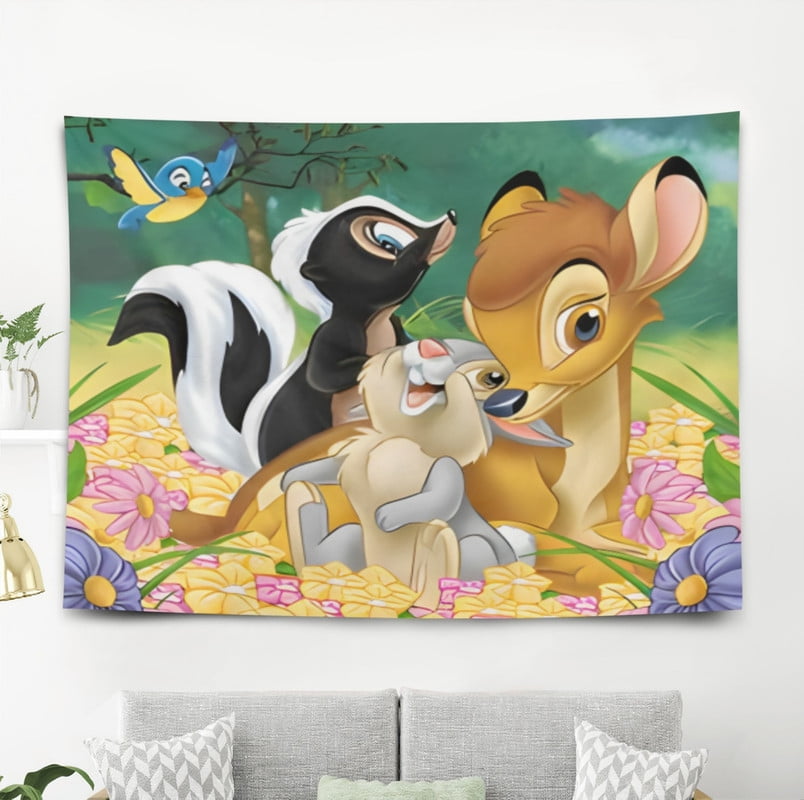 Bambi pattern wall hanging 50*60 inches high-quality peach skin velvet ...