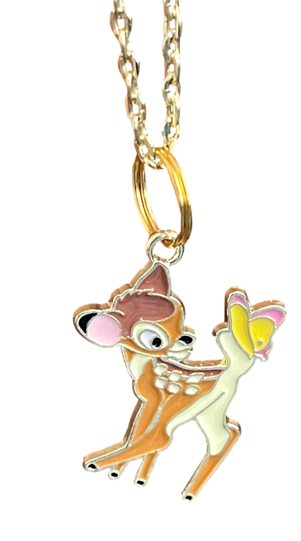 Bambi with Butterfly Cartoon Animal Pendant Necklace - Walmart.com