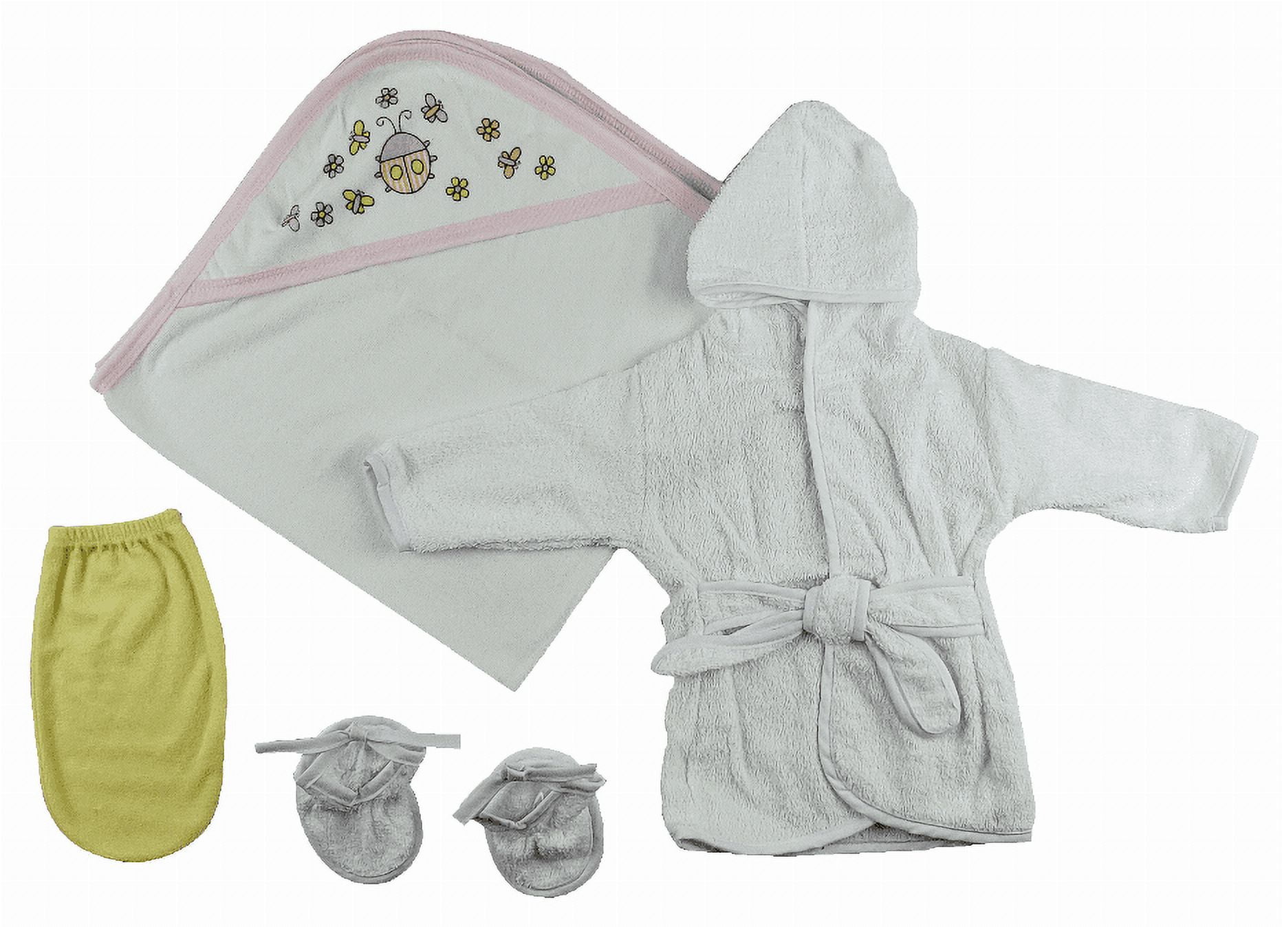 Bambini Girls Infant Robe, Hooded Towel and Washcloth Mittens - Walmart.com