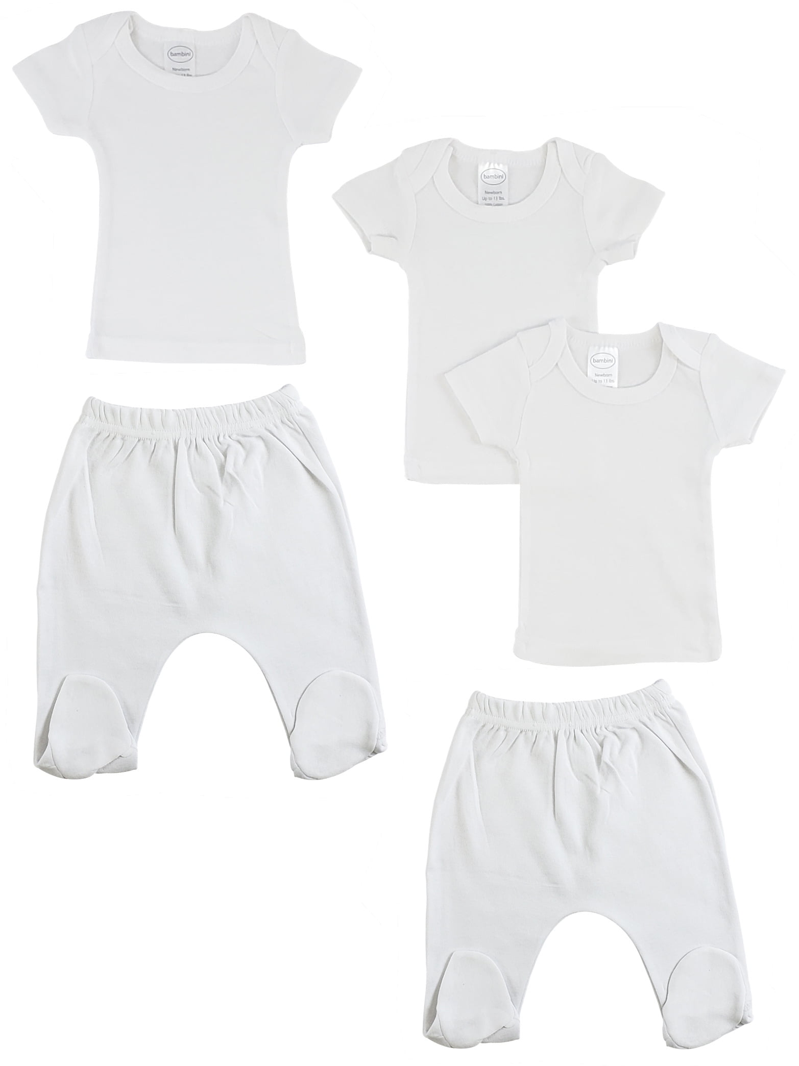 Bambini Infant T-Shirts and Closed Toe Pants 5 Pack 100% Cotton Baby ...