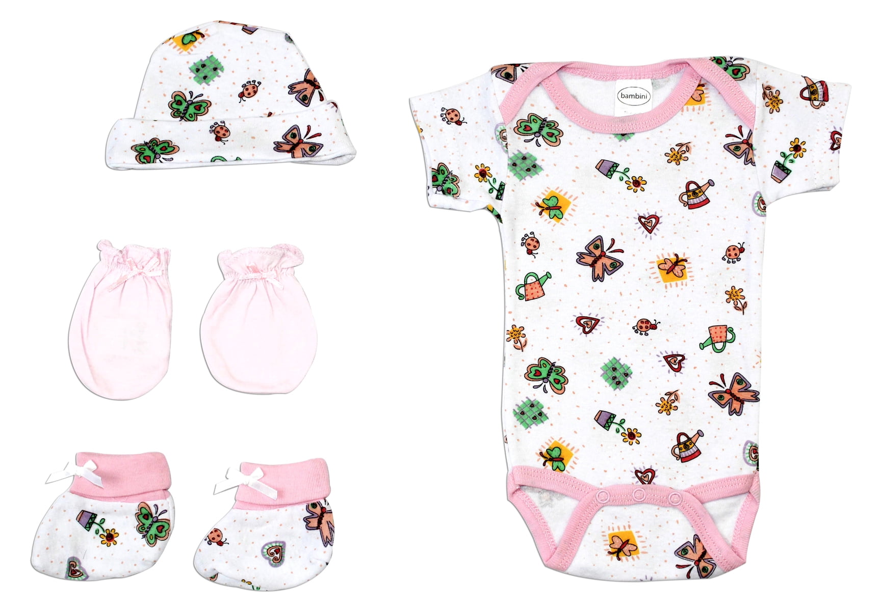 Bambini Newborn Baby Girls 4 Pc Layette Baby Shower Gift Set - Walmart.com