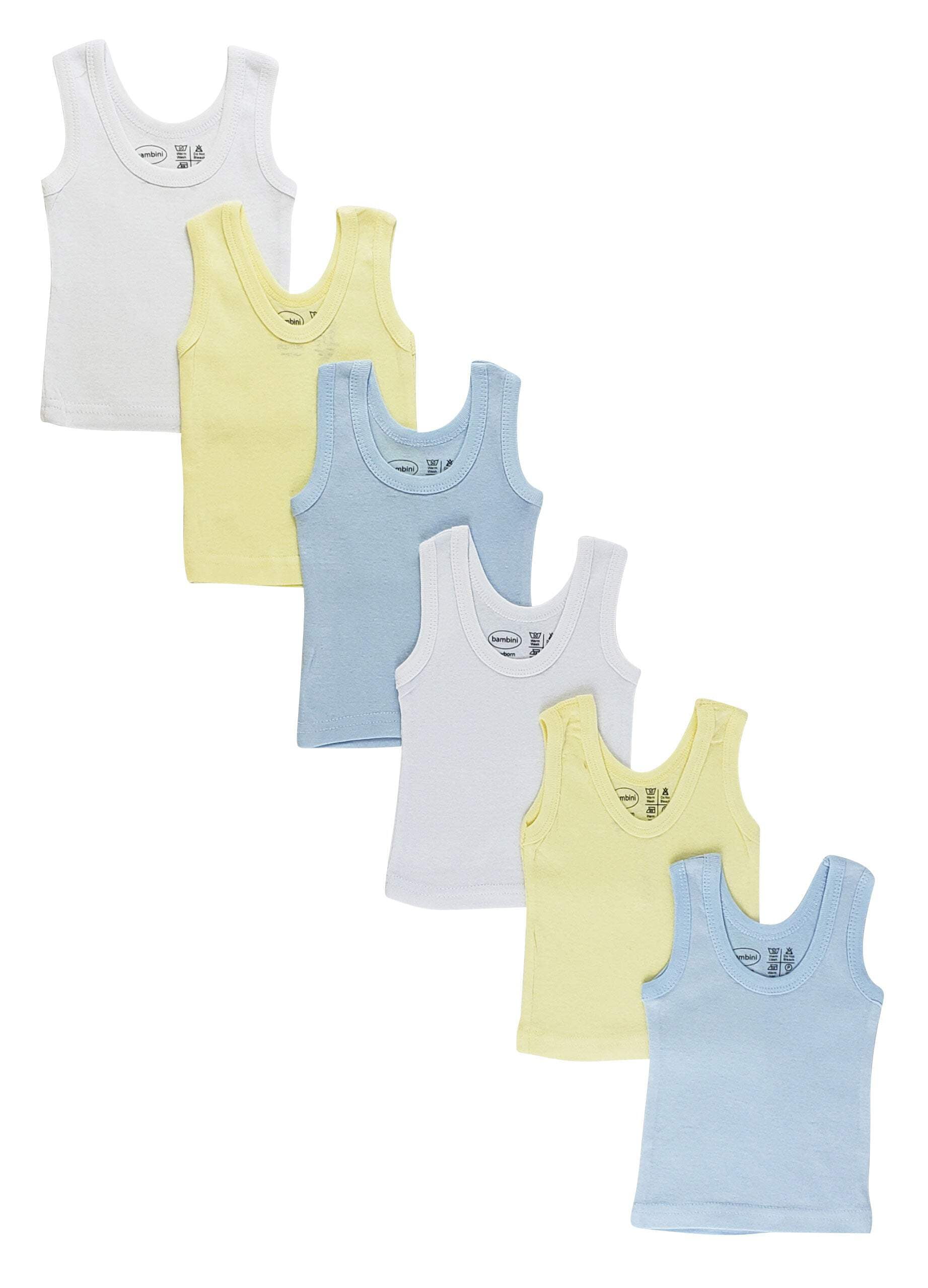 Bambini Boys' Pastel Sleeveless Tank Tops, 6pk, M (12-18 Mo), 100% ...