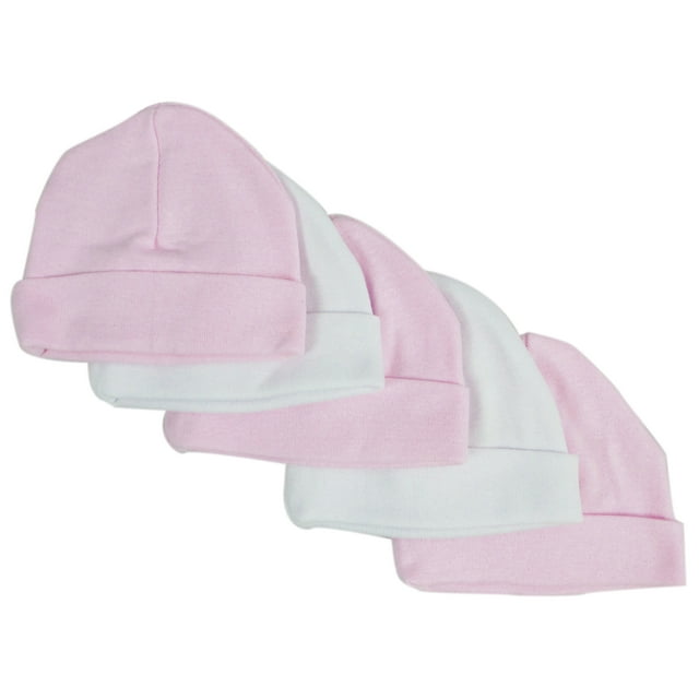 Bambini Pink & White Baby Caps (Pack of 5) - Walmart.com