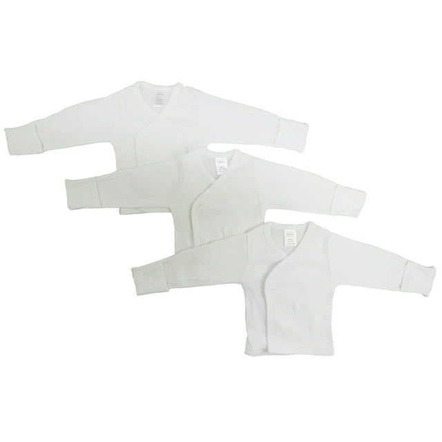 Bambini White Long Sleeve Side Snap Shirt With Mitten Cuffs, 3pk (Baby ...