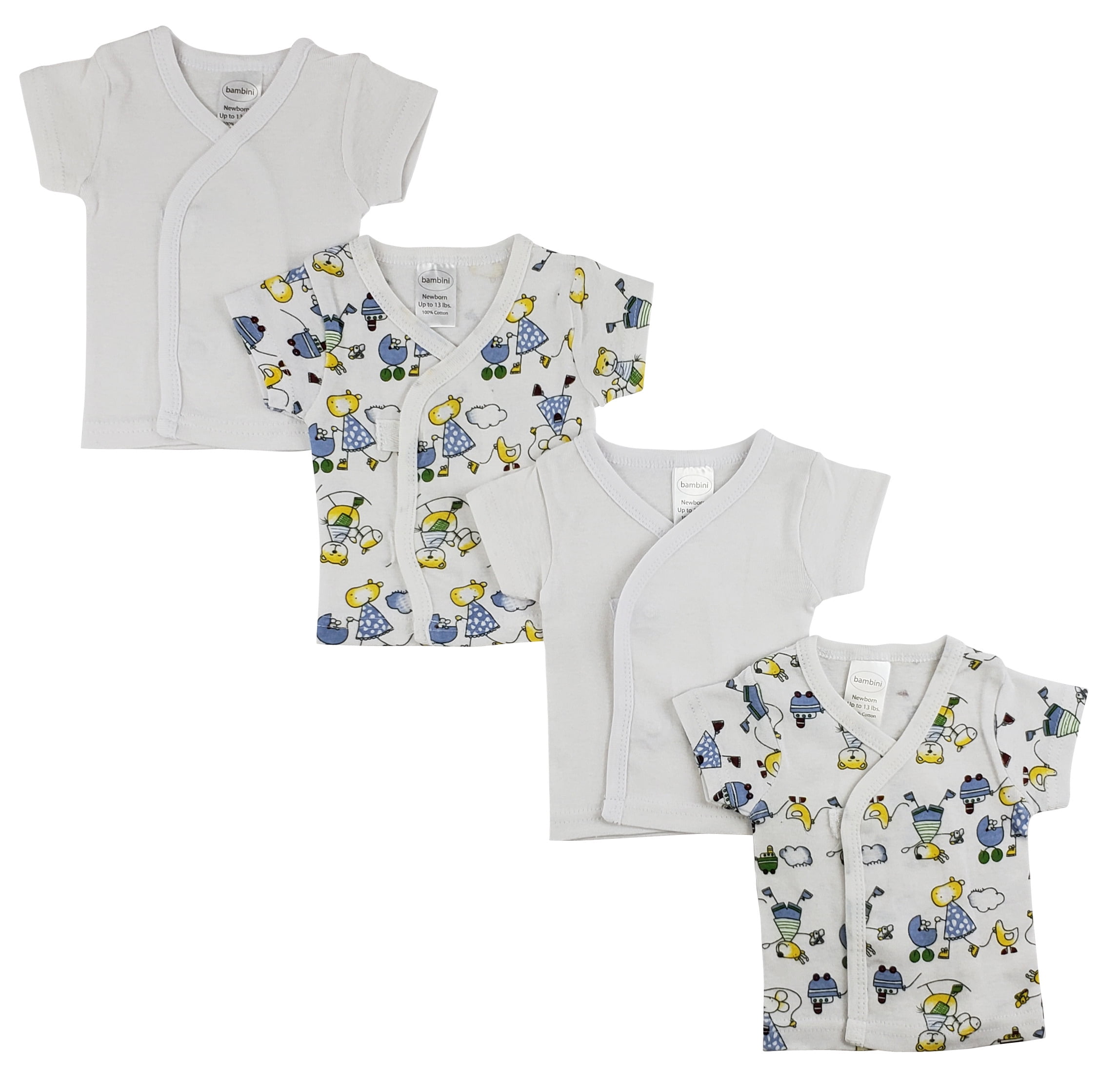 Bambini White Side Snap Short Sleeve Shirt - 4 Pack - Walmart.com