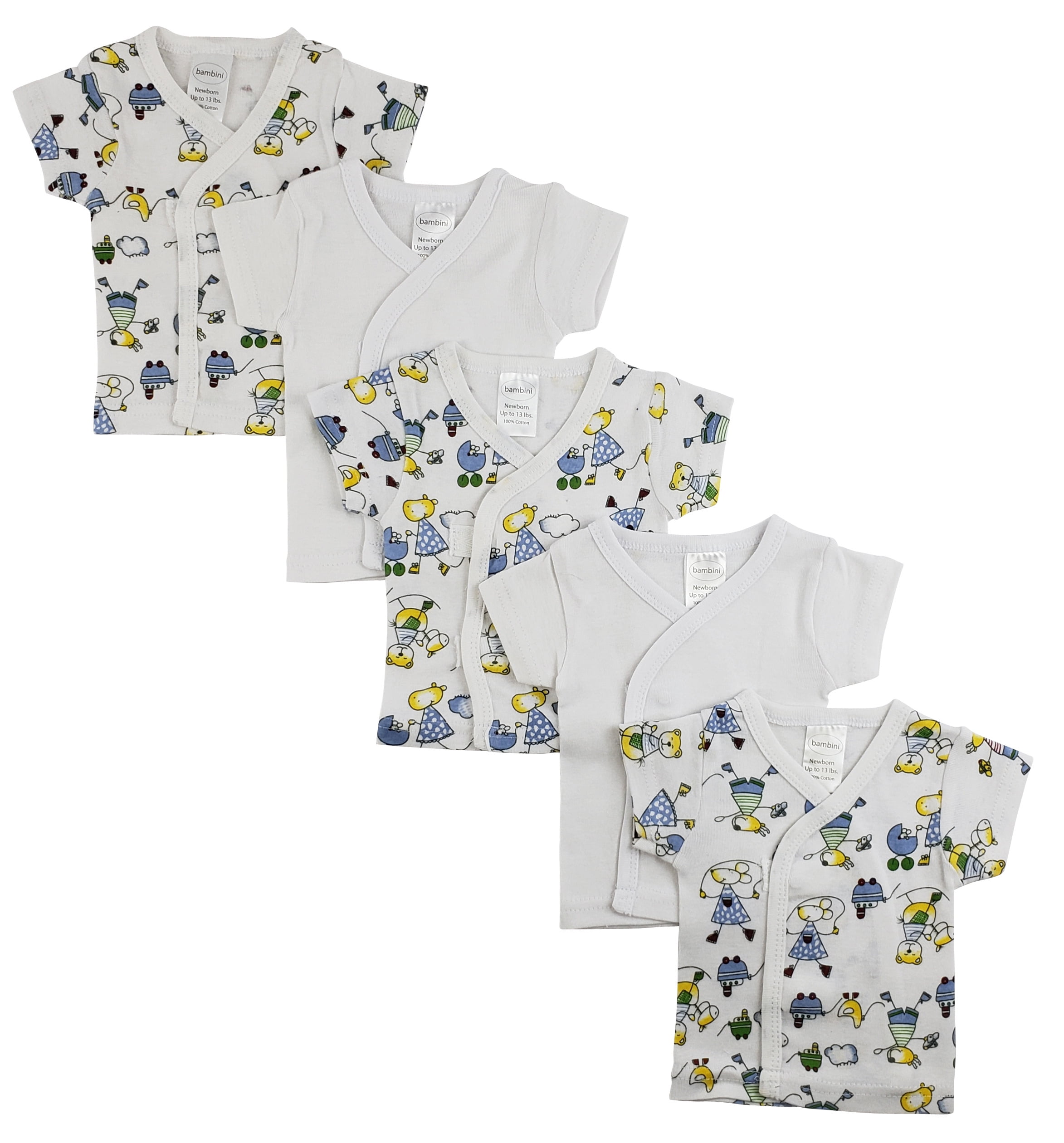 Bambini White Side Snap Short Sleeve Shirt - 5 Pack - Walmart.com