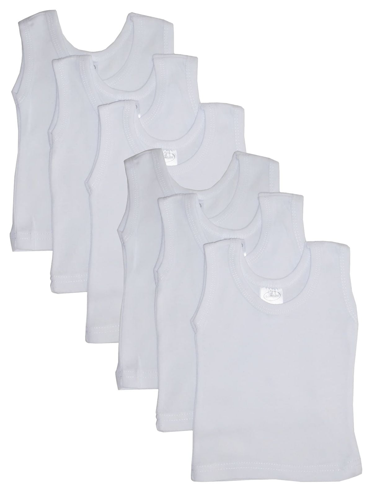 Bambini White Tank Tops, 6pk (Baby Boys or Baby Girls, Unisex ...