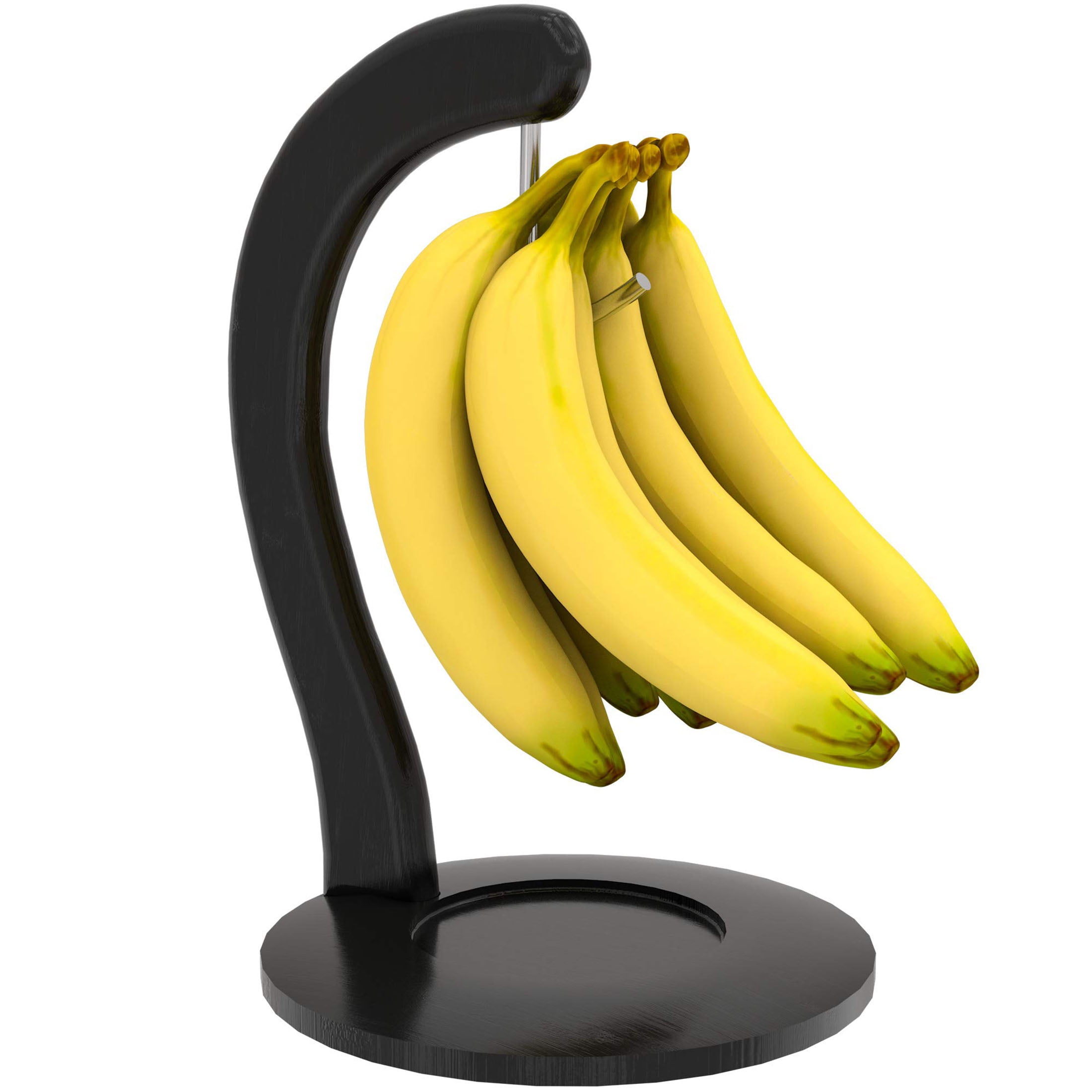 Bambloom Black Bamboo Fruit Stand, Wooden Banana Tree Hanger with Hook ...