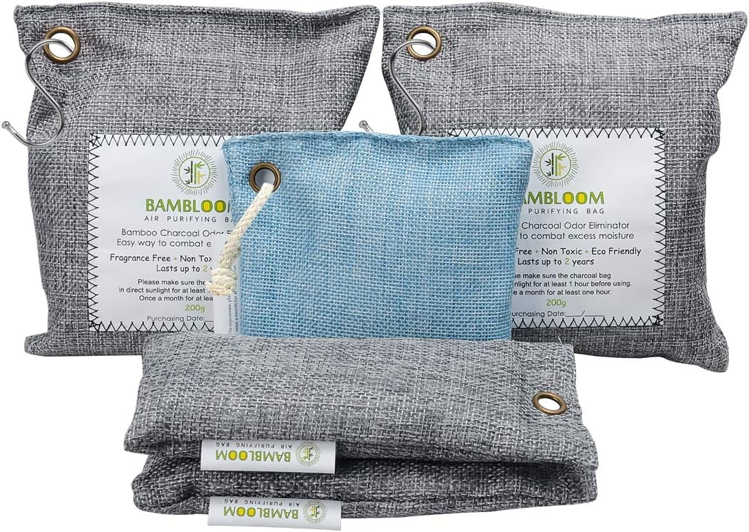 Bambloom Bamboo Charcoal Bags Odor Absorber, Air Purifying for Closet ...
