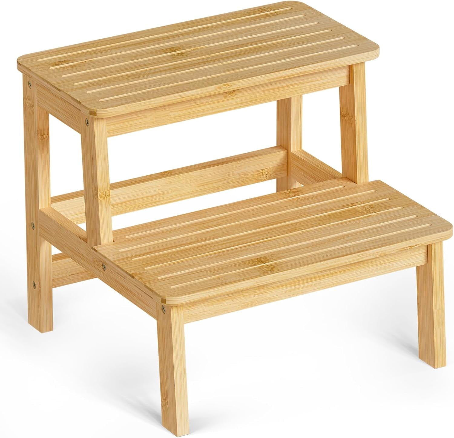 Bambloom Bamboo Two Step Stool for Adults and Kids, Bed Stepstool with ...