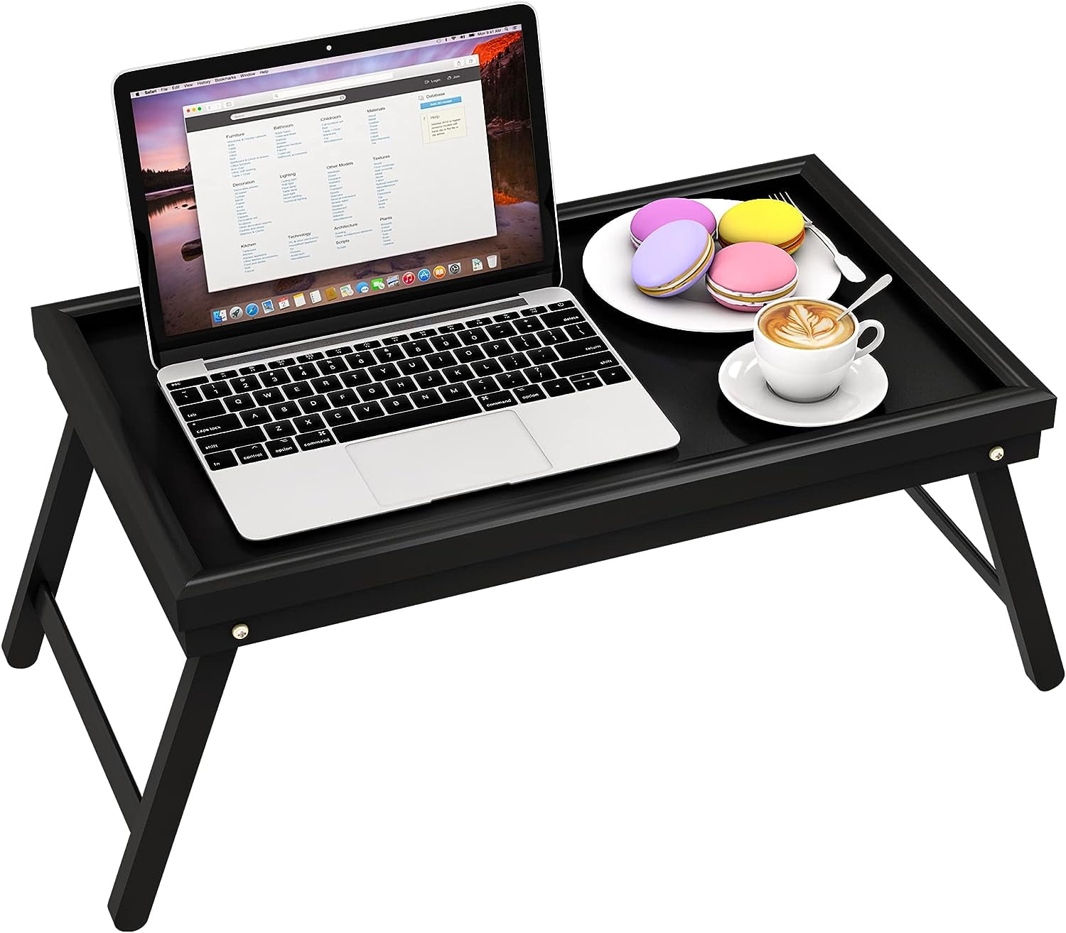 Bambloom Bed Tray Table with Foldable Legs,Bamboo Breakfast Tray for ...