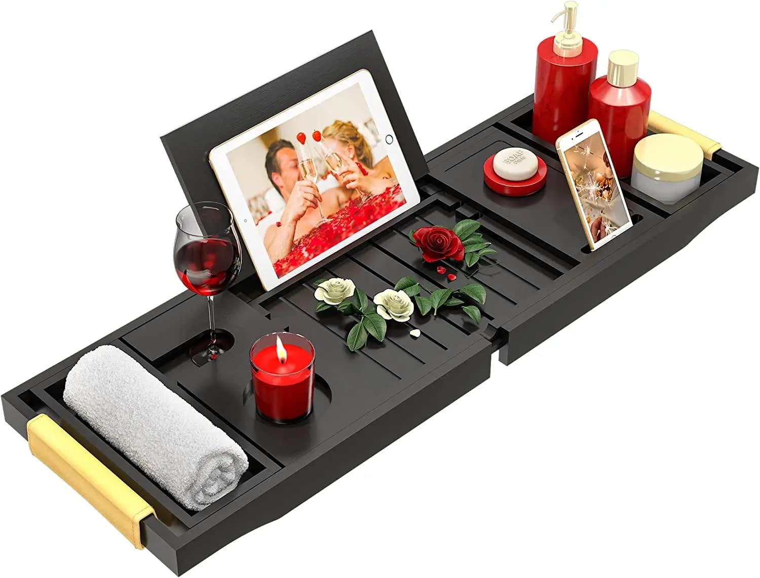 Free Shipping! Bambloom Luxury Bathtub Tray,Bamboo Bathtub Table Tray ...