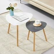 PAK HOME - Set of 3 Triangle Pine Wood Nesting End Tables - Stacking ...
