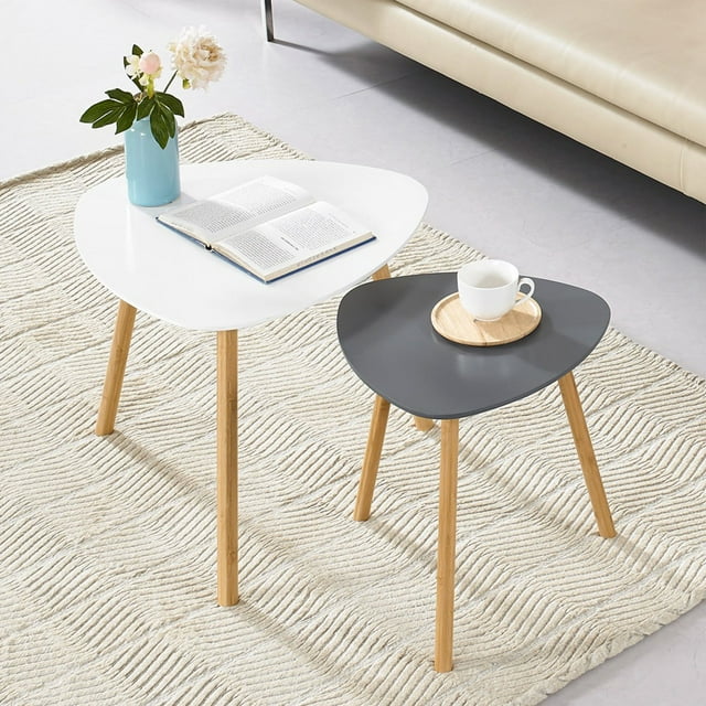 Bambloom Large Living Room Nesting Coffee Table, Modern Triangle Wood ...