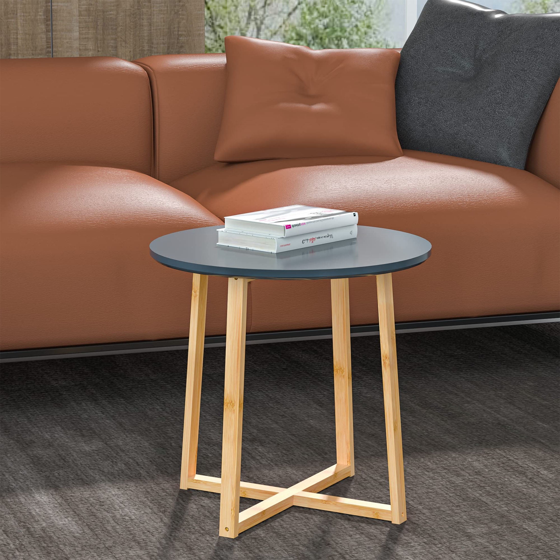 Bambloom Side Table,Modern Small End Table for Living Room,19.6x18.4in ...