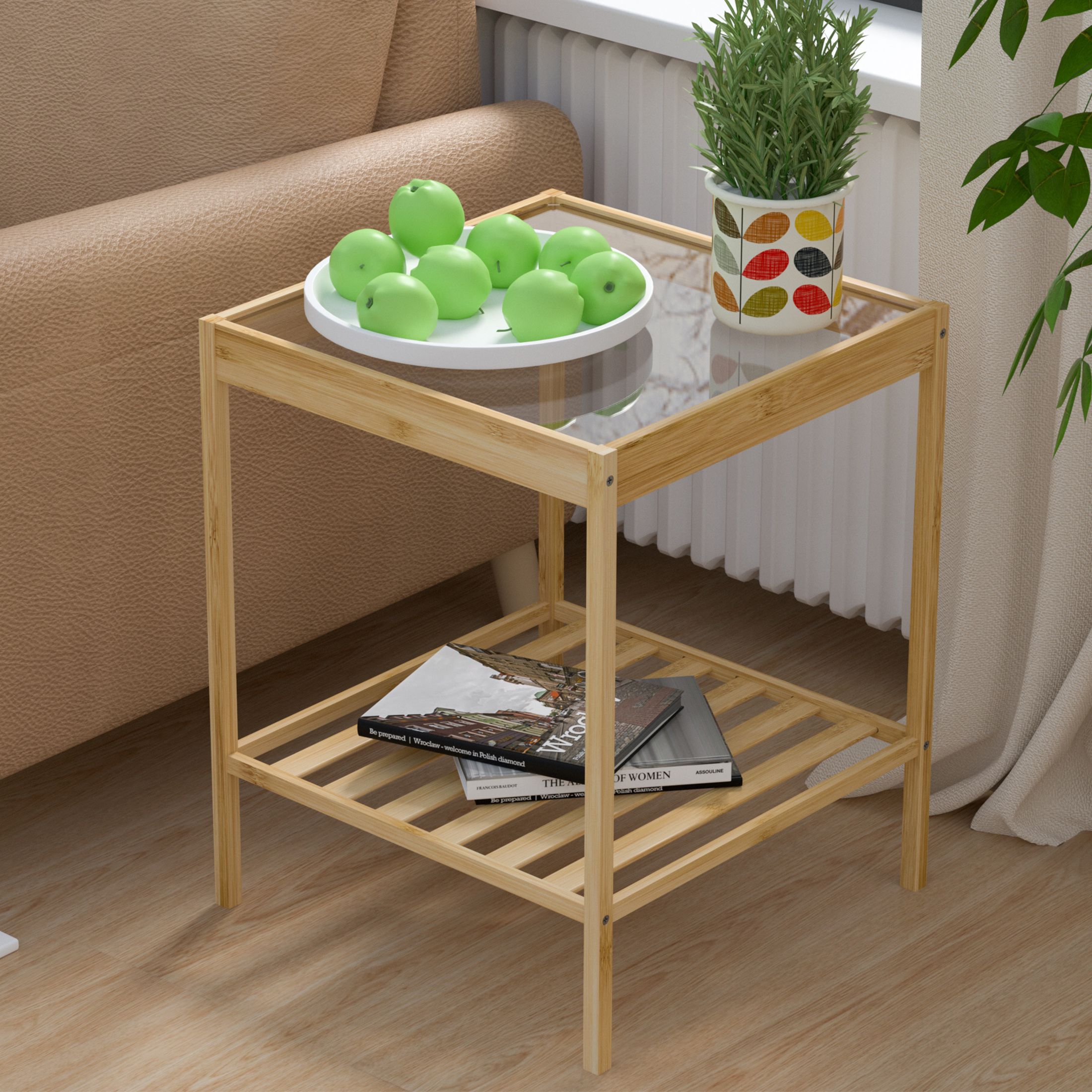 eHemco 3 Tier X-Side End Table Side Table Storage Cabinet with 3 ...