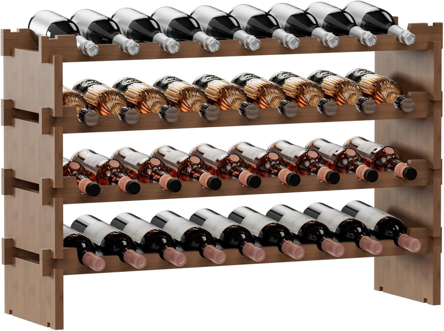 Bambloom Wine Rack Freestanding Floor, Stackable Wine Bottle Storage ...