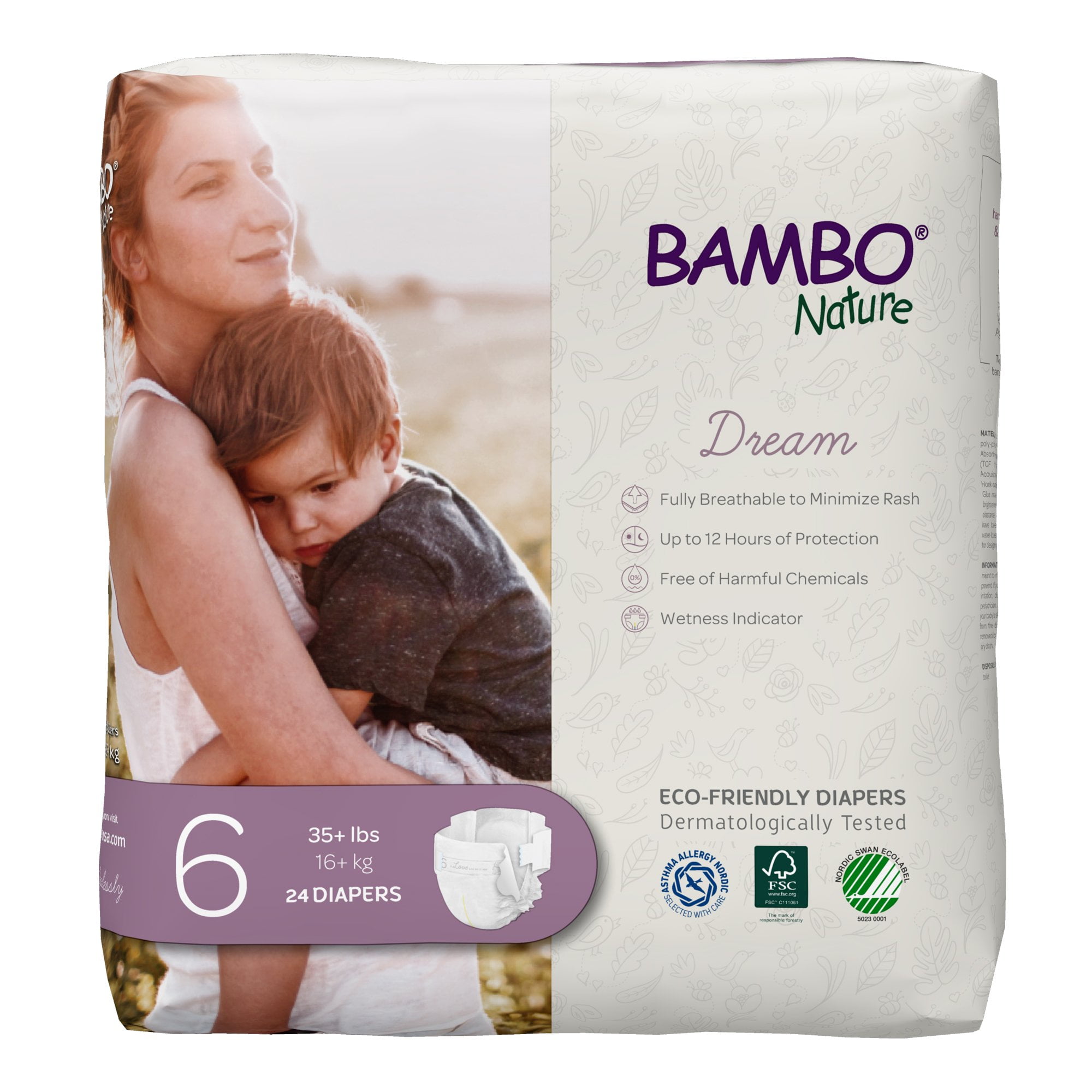Bambo Nature Eco-Friendly Baby Diapers, Size 6 (35+ lbs), 72 Count, 3 ...