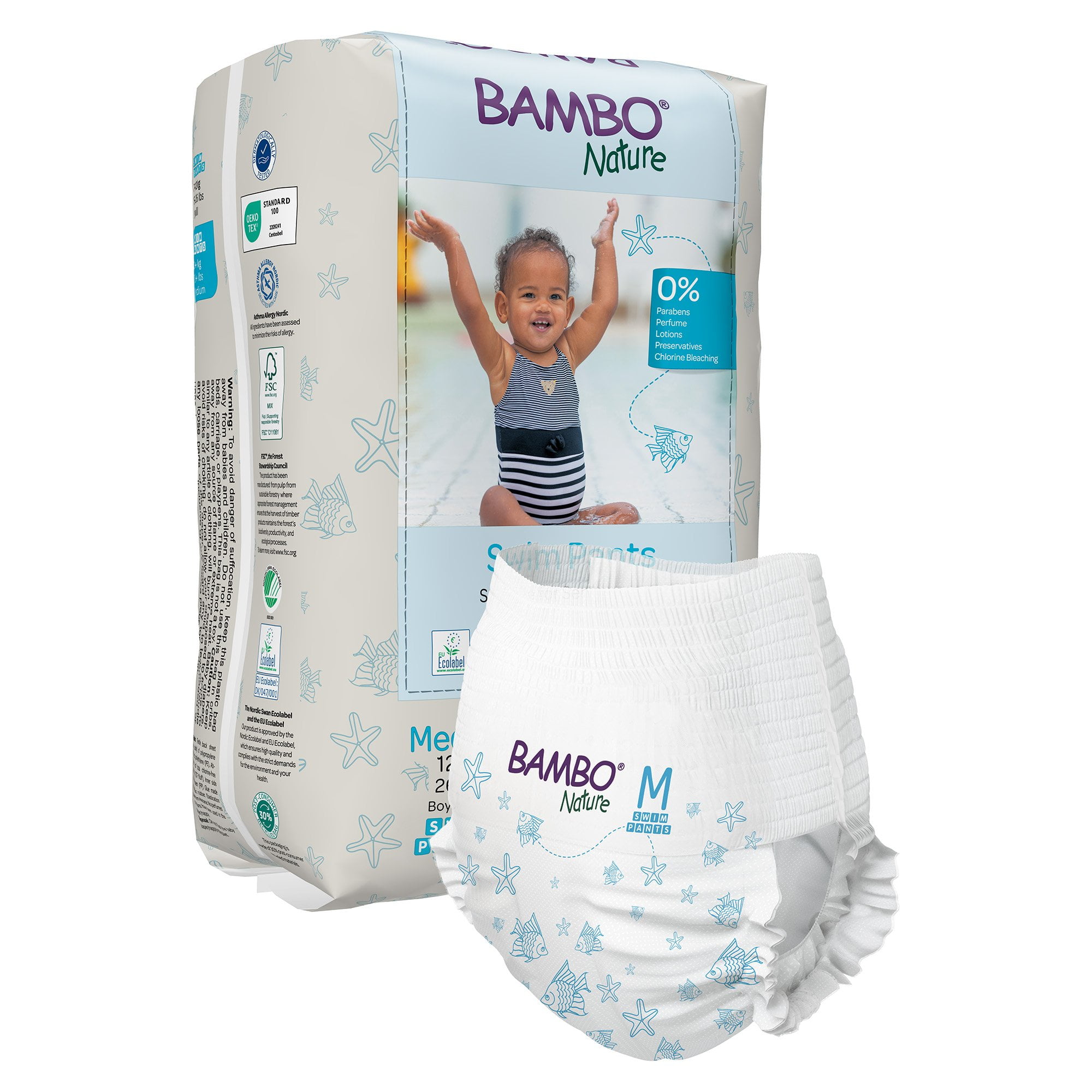 Bambo Nature Baby Swim Diaper Medium, 26 lbs. and Up 1000024402, 12 Ct ...