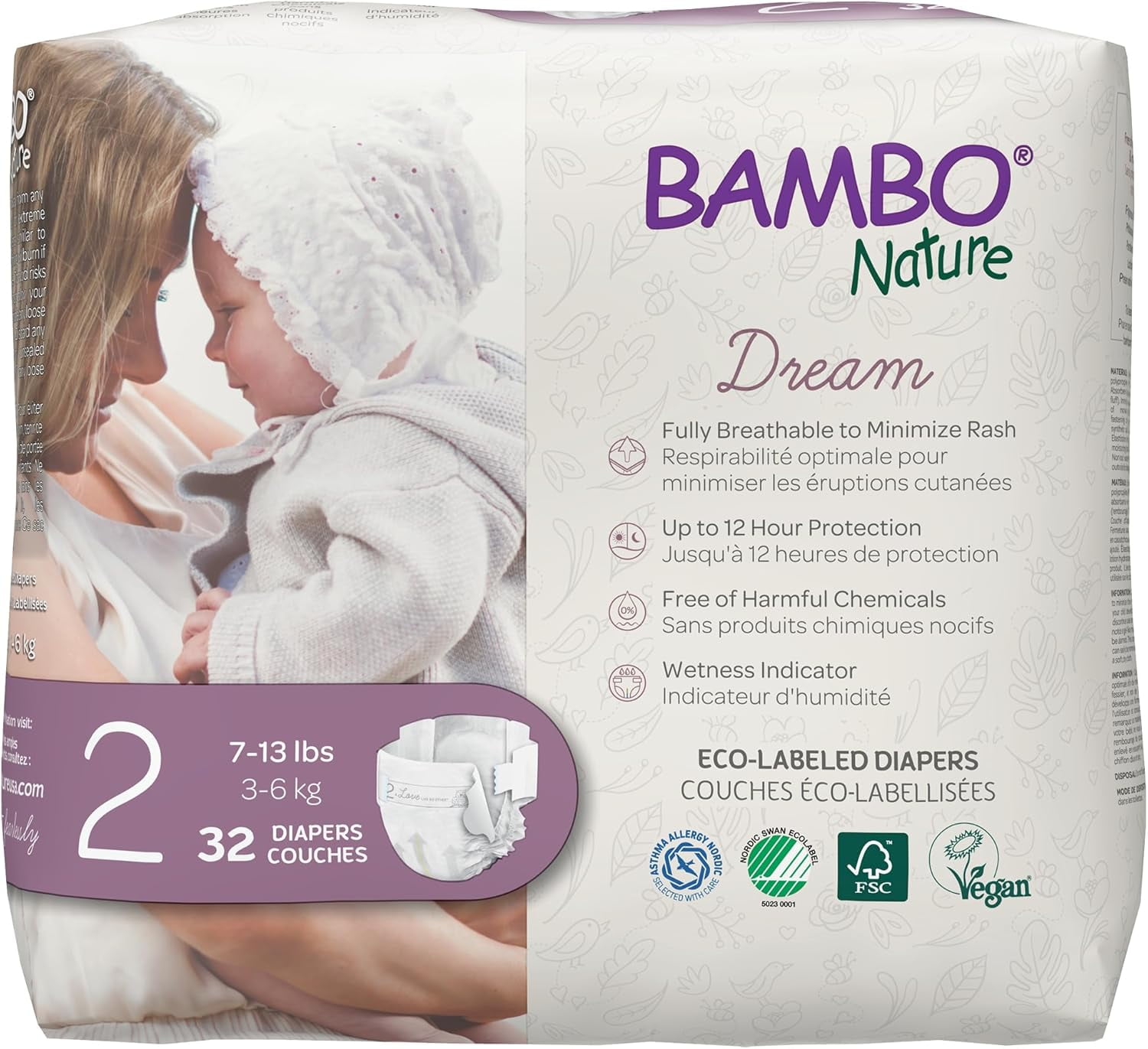 Bambo Nature Hypoallergenic Dream Baby Diapers, Premium Eco-Labeled ...