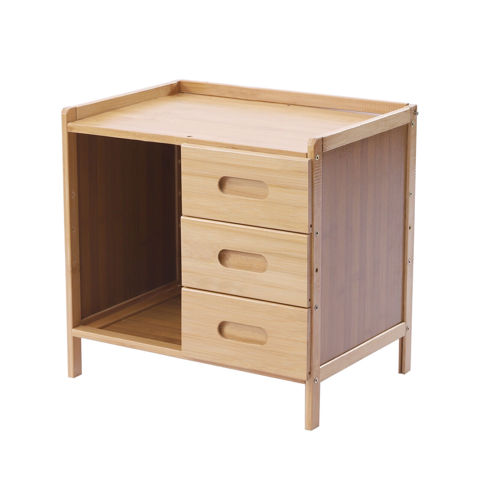 Bamboo 3-Tier Bedroom Bedside Table Nightstand End Side Organizer ...