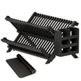 Bamboo 3-Tier Collapsible Dish Drying Rack with Utensil Holder and ...