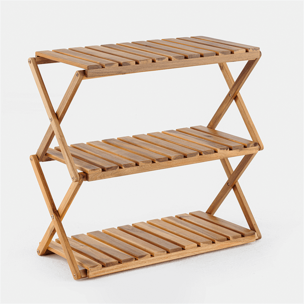 Bamboo 3 Tier Shoe Rack Small Bench, Outdoor Shoe Rack Weatherproof ...