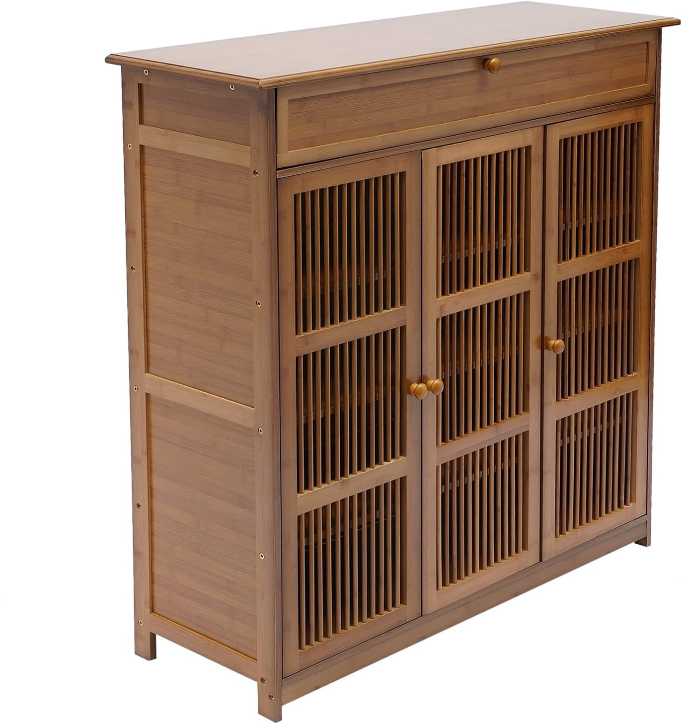Bamboo 3 Tier Shoe Storage Cabinet, Shoe Storage Organizer Rack with 1 ...