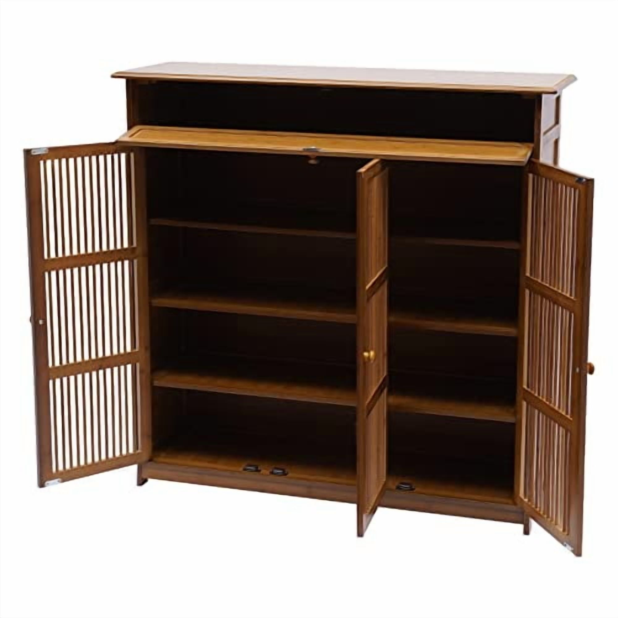 Bamboo 3 Tier Shoe Storage Cabinet, Shoe Storage Organizer Rack with 1 ...