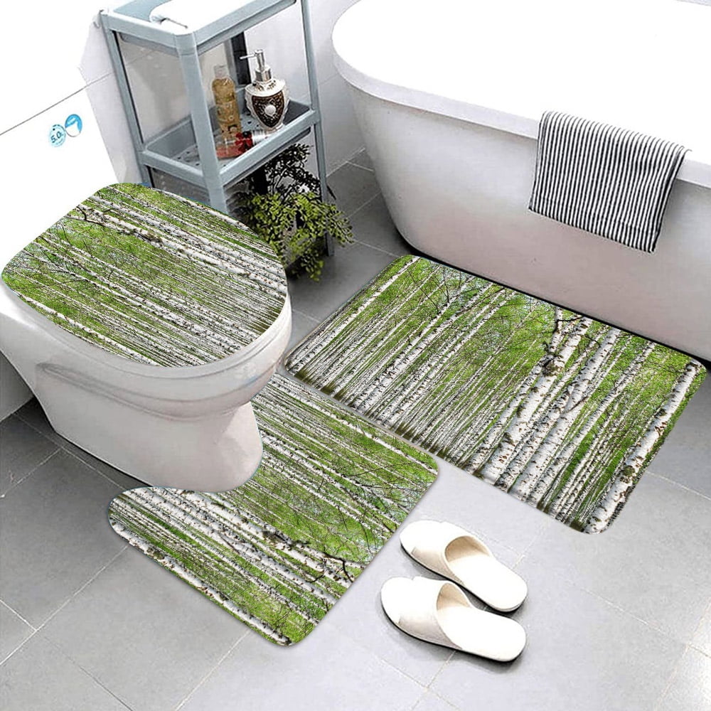 Bamboo 3pcs Bathroom Mat Sets Rural Barn Door Wood Grain Vintage Shower ...