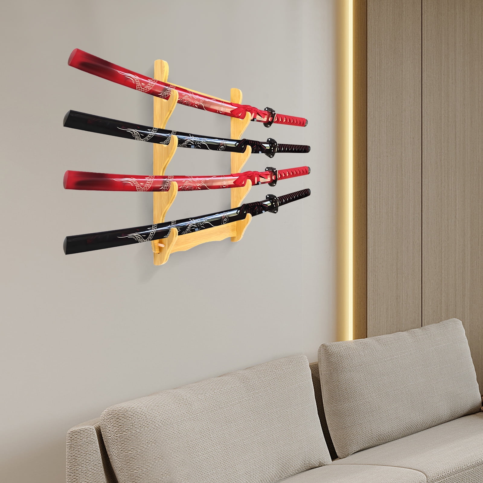 Bamboo 4-Layer Wall-Mounted Display Rack – Elegant Pavilion Design for ...
