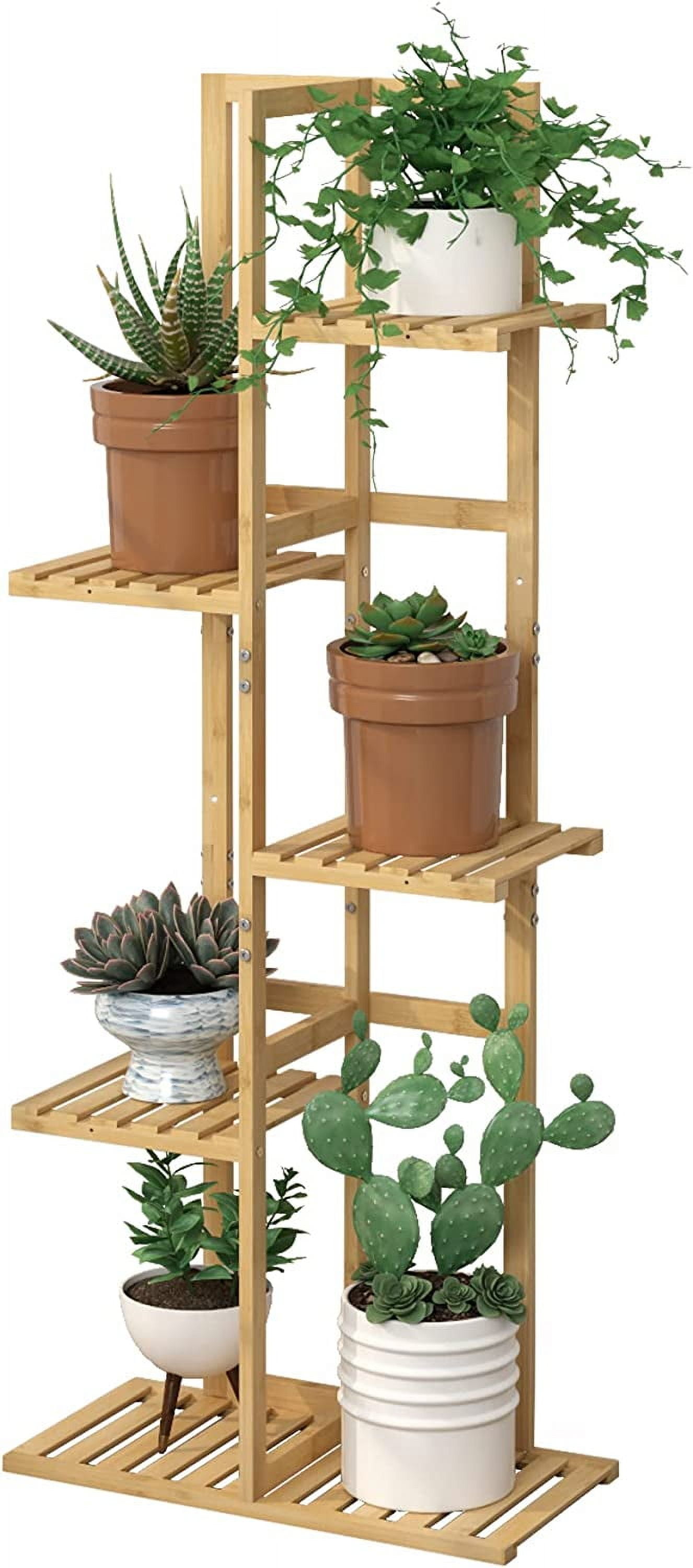 Bamboo 5 Tier 6 Potted Plant Stand Rack Multiple Flower Pot Holder ...