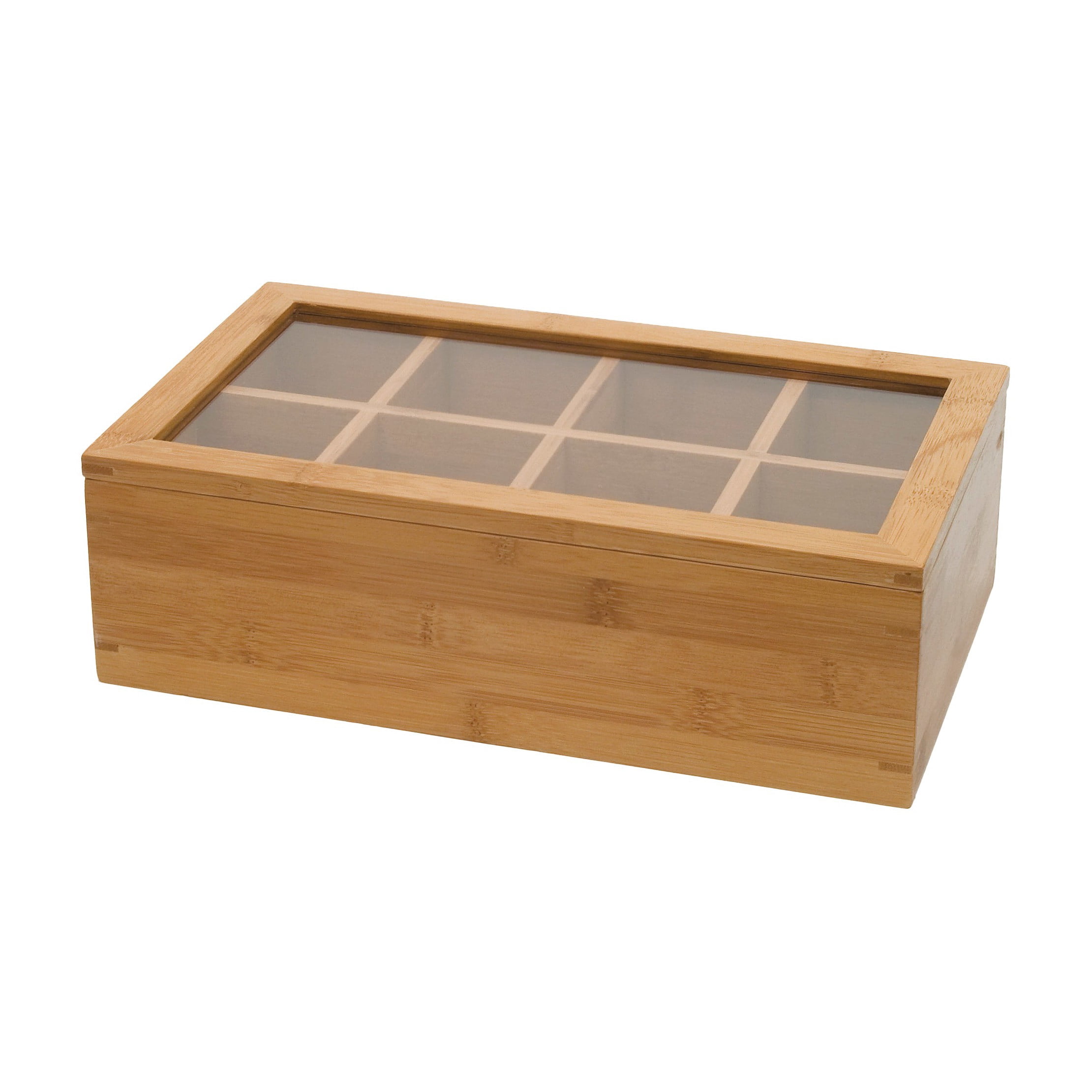 Bamboo 8-Compartment Tea Box with Acrylic and Bamboo Lid - Walmart.com